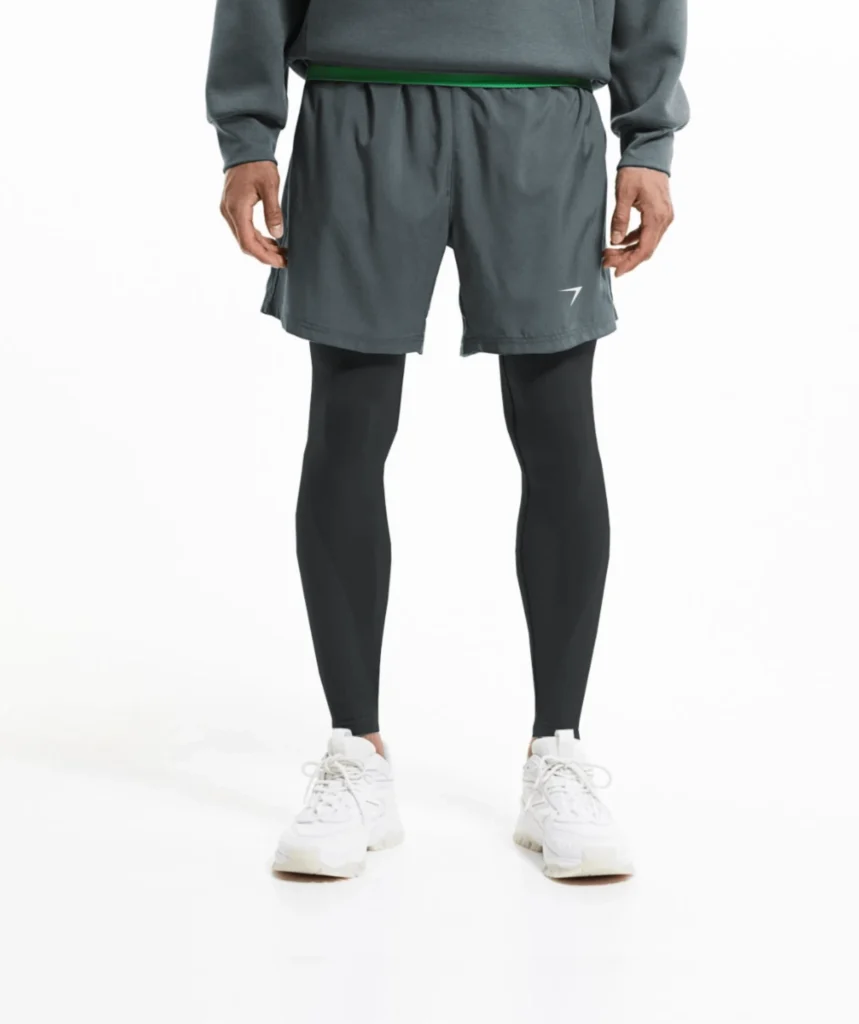 2 In 1 Shorts Full Compression Medium Grey - Jogger Sports